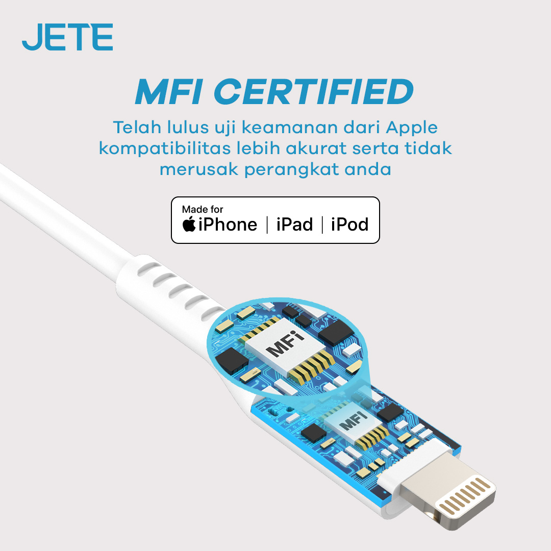 Jual JETE CXM1 Series, Kabel Data iPhone - MFI Certified